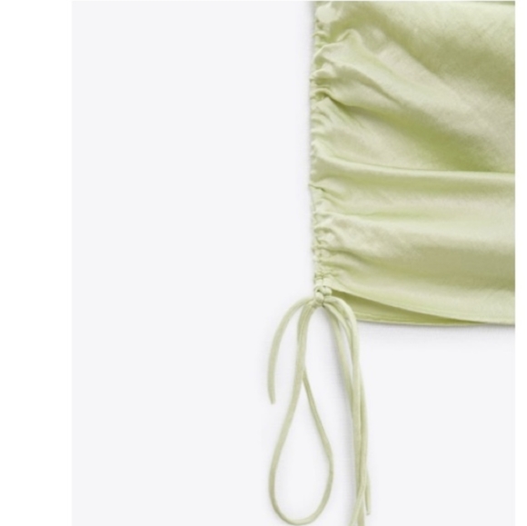 Zara | Dresses | Ruched Satin Effect Dress Green Zara | Poshmark